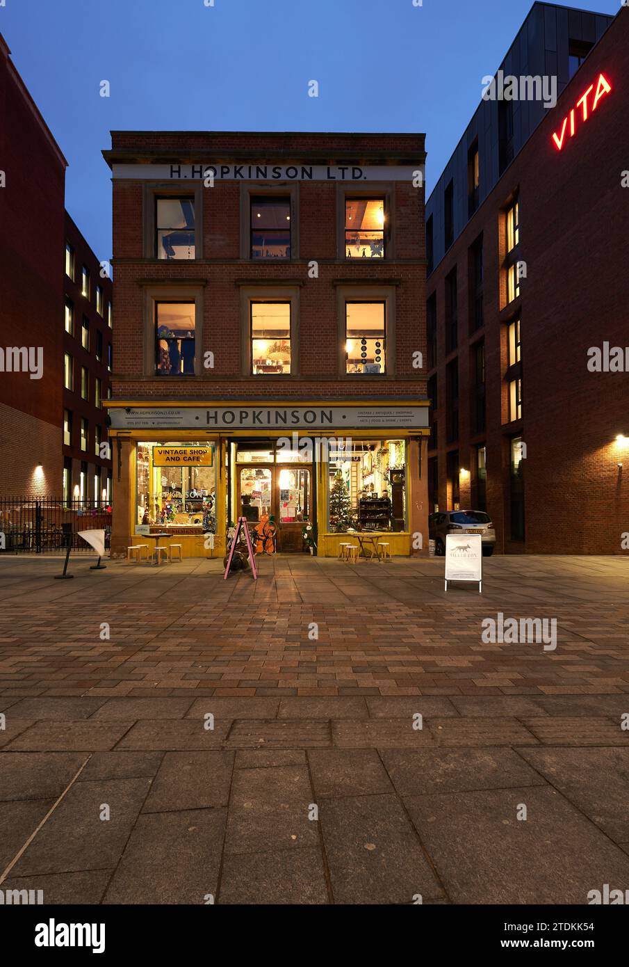 Old Nottingham buildings at night Stock Photo - Alamy