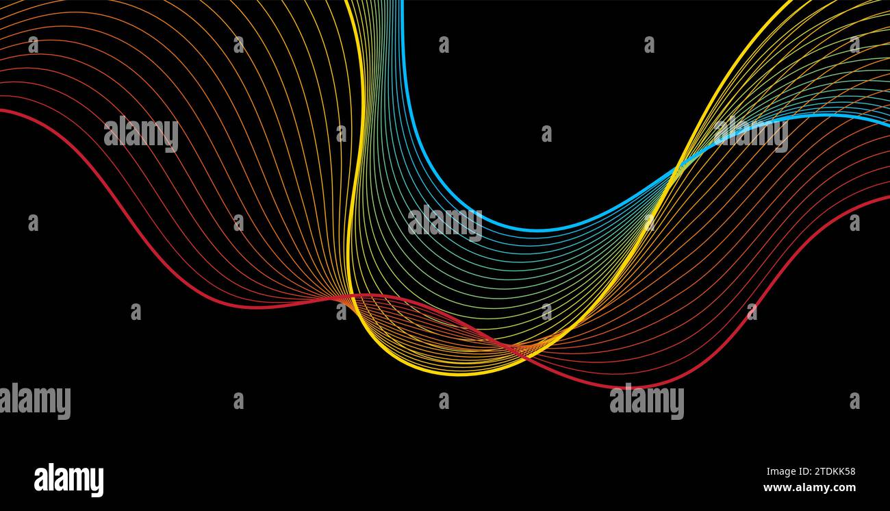 Colorful curved wavy lines abstract minimal background. Vector design ...