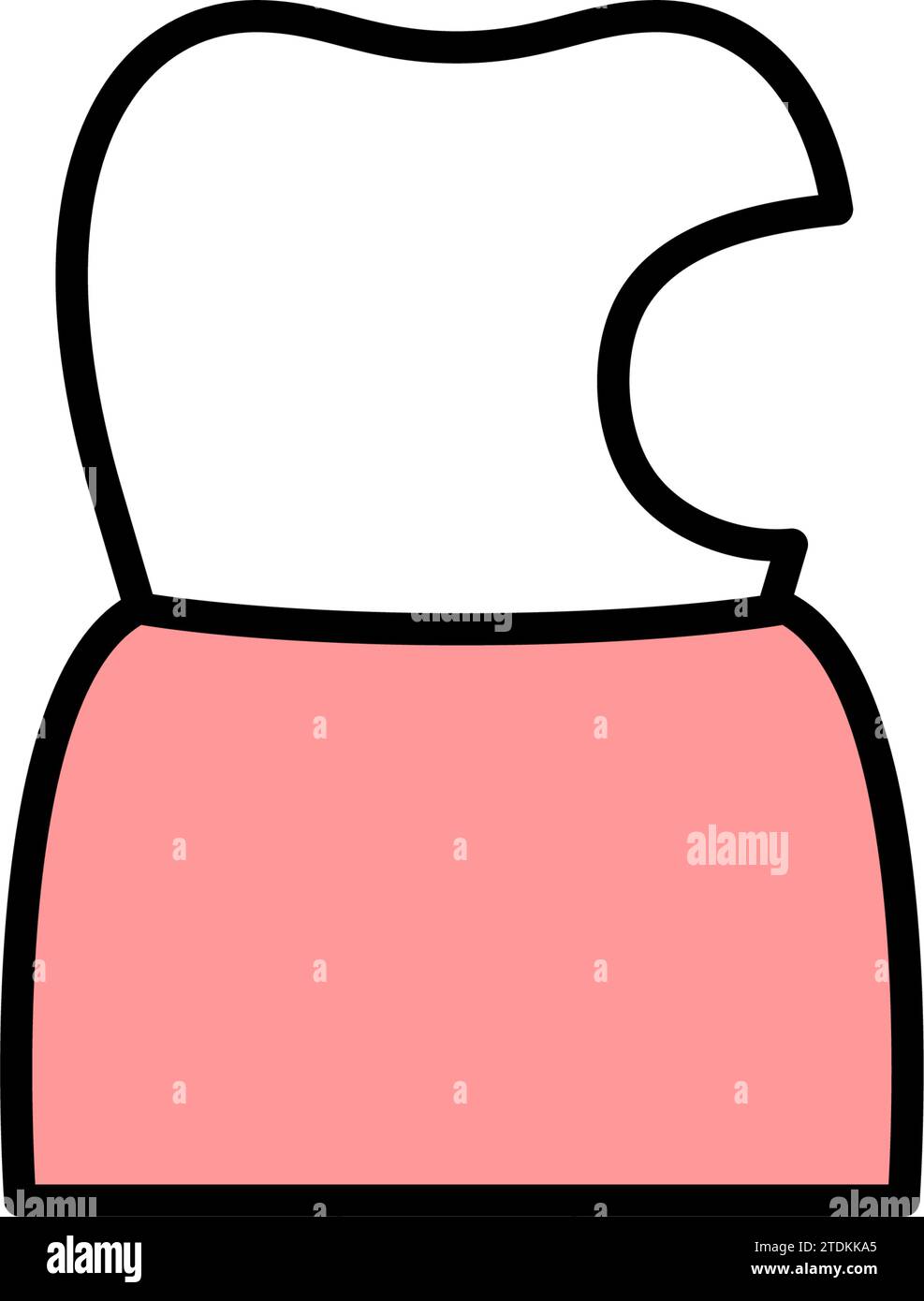 Dental: Image icon of a tooth with a cavity hole, simple line drawing ...