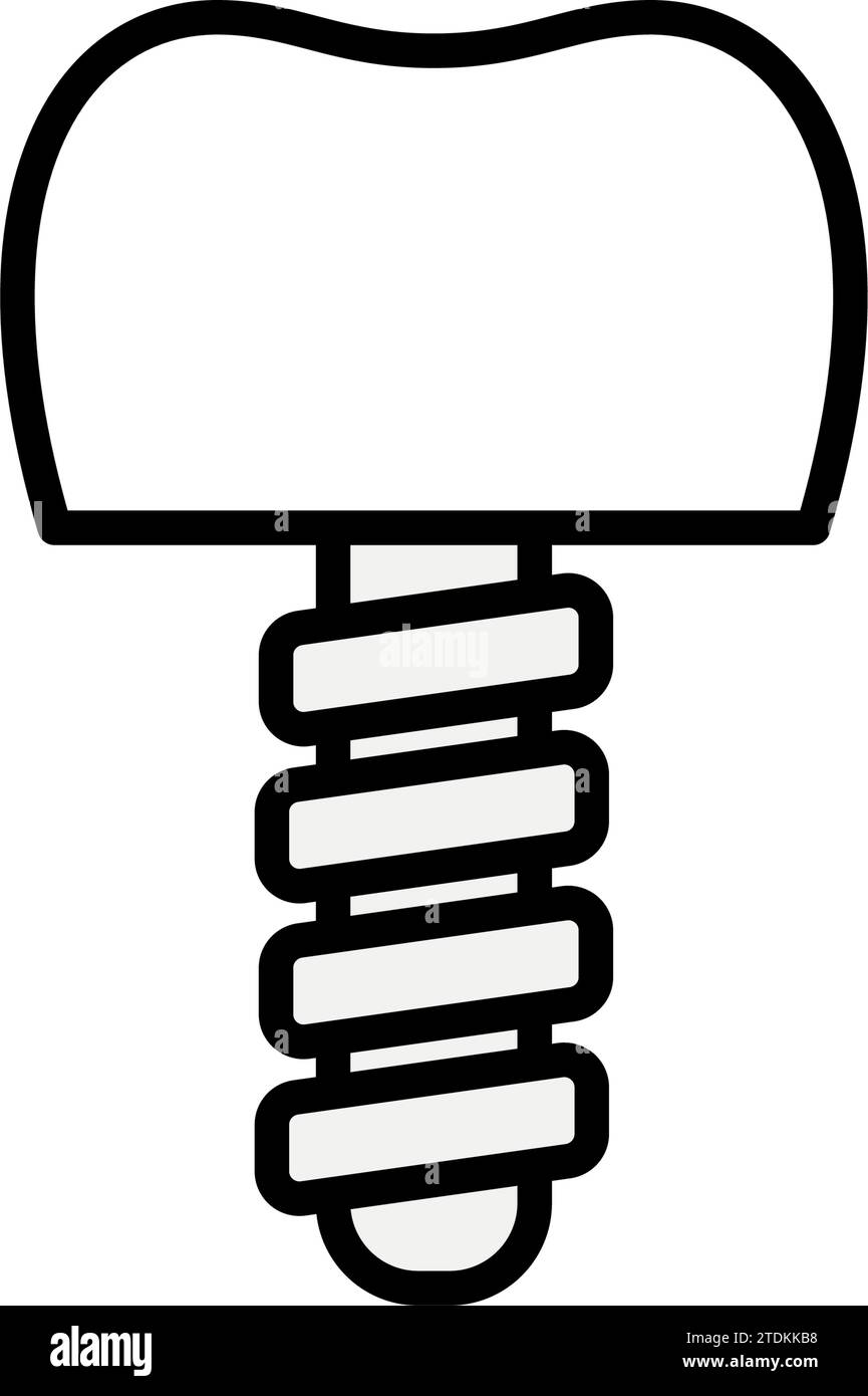 Dental: simple line drawing icons of artificial teeth and oral implants ...
