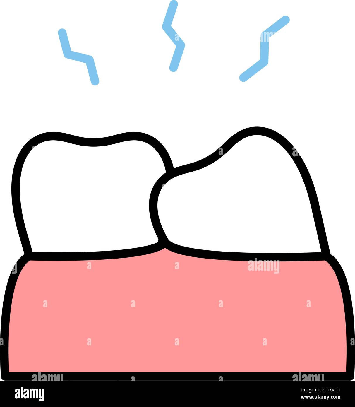 Dental: image icons of toothache and wisdom teeth, simple line drawing ...