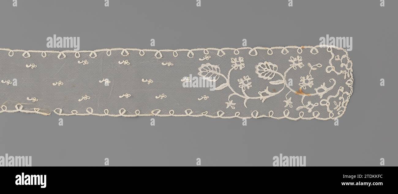 Strikdas from application side on machine tulle, anonymous, c. 1890 ...