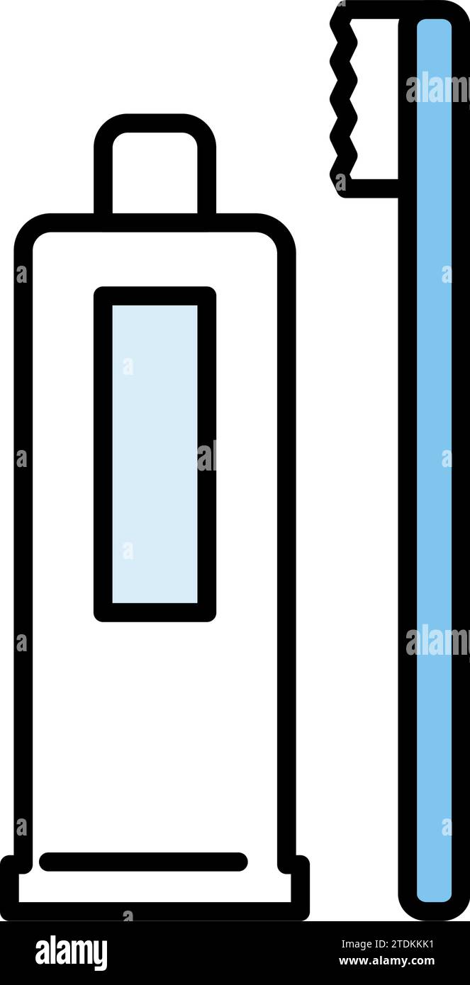 Dental: Iconic image of toothpaste, simple line drawing of toothbrush ...