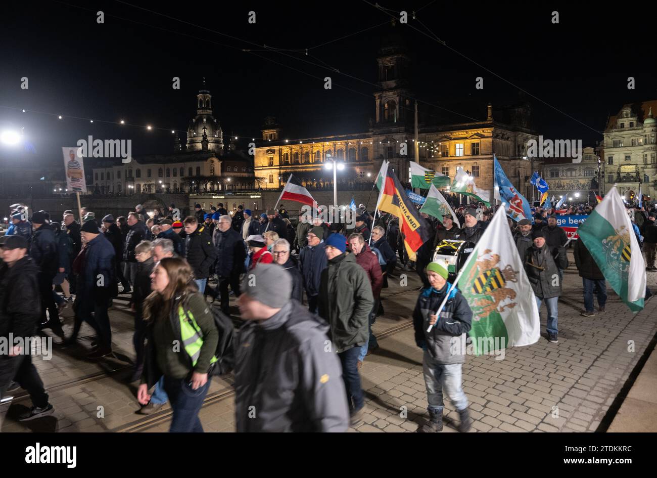 Dresden, Germany. 18th Dec, 2023. Participants in a demonstration by ...
