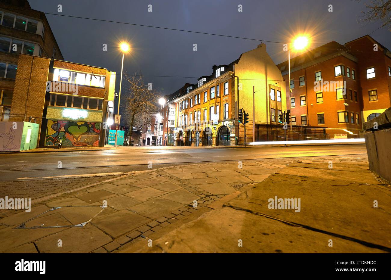 City street at night in Nottingham, UK Stock Photo - Alamy