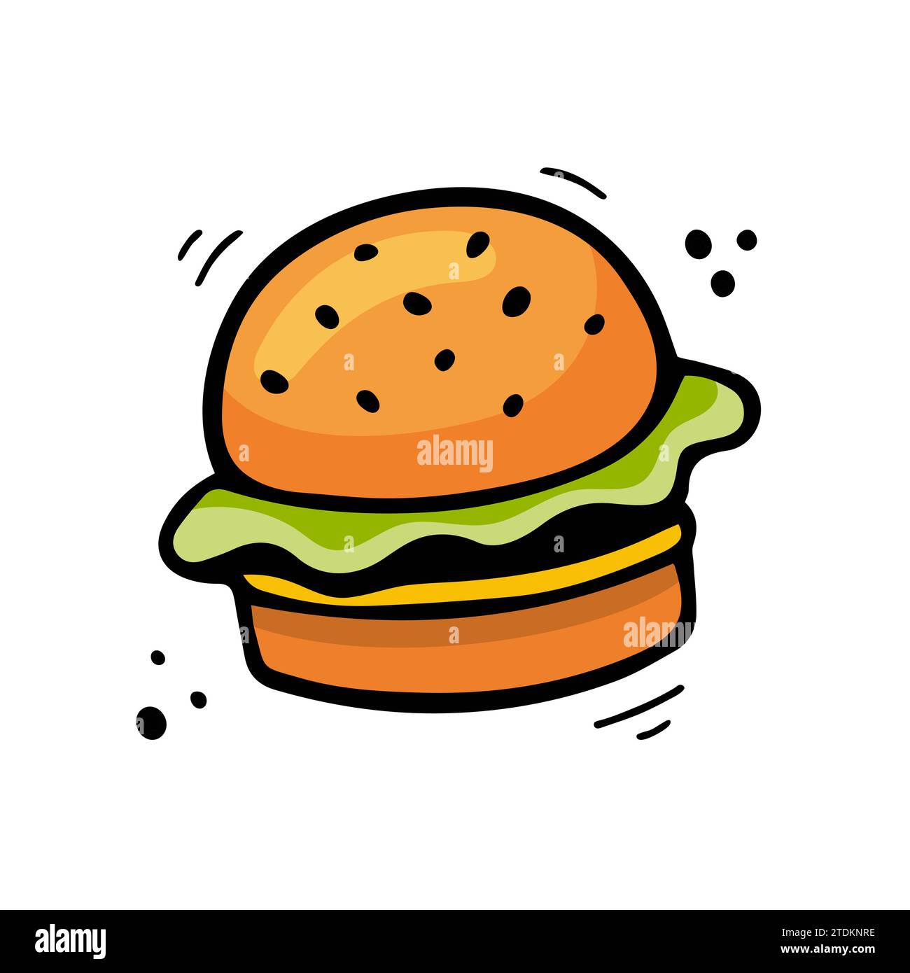 Cheeseburger illustration. Fast food illustration in doodle style. Hand ... Cheeseburger illustration. Fast food illustration in doodle style. Hand ...