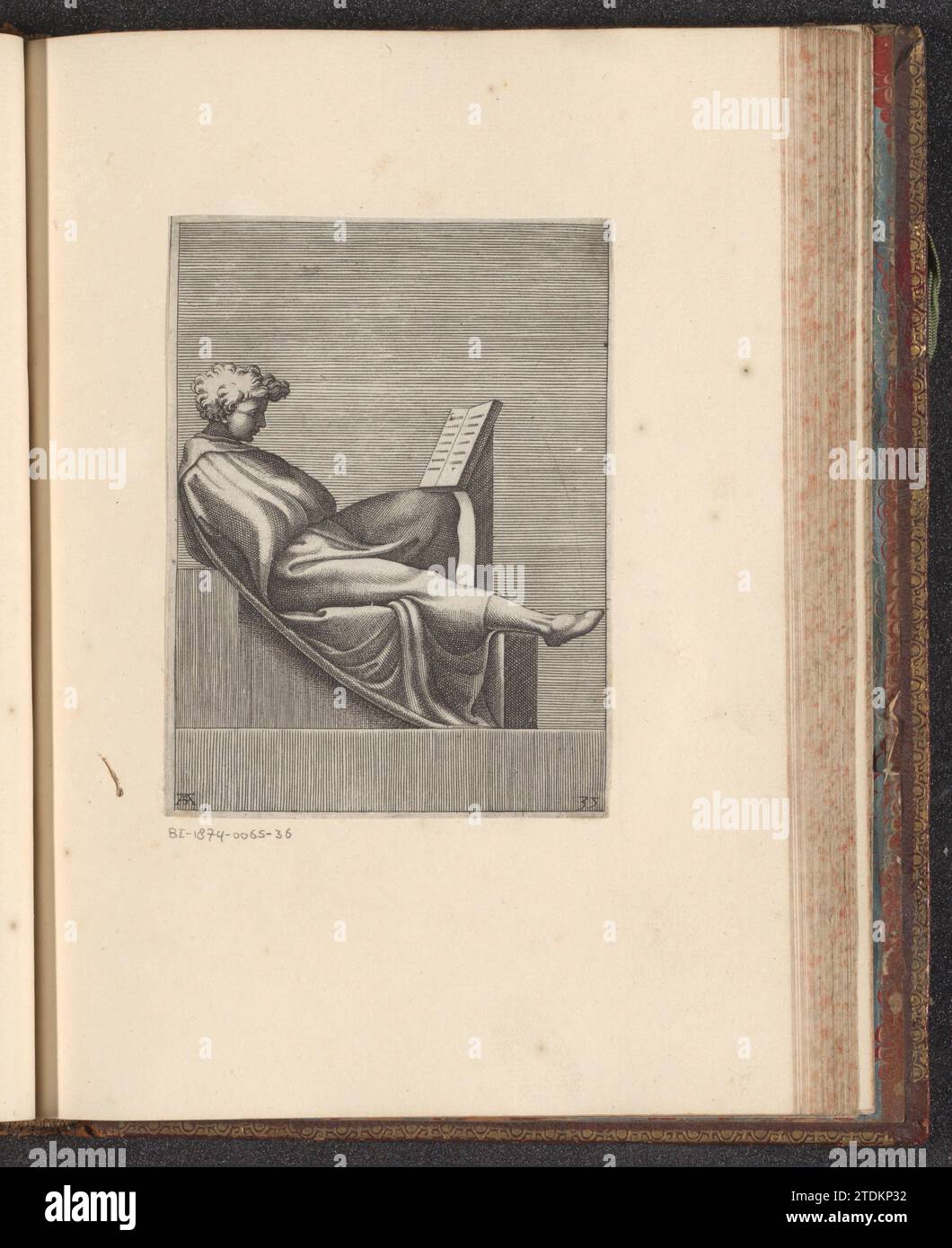 Reading man, c. 1585 Young man sitting with a vast leg, a book on a ...