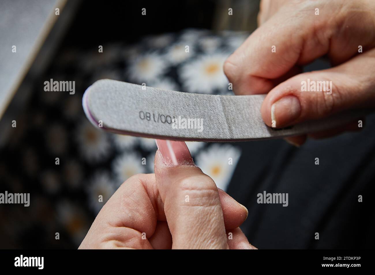 Professional Nail Technician Performing Gel Nail Extension and Manicure ...