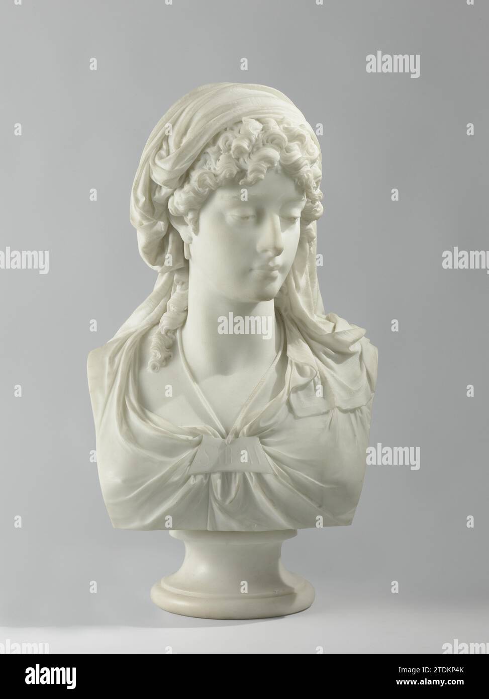Sculpture entitled Sarah with white marble base, French stracké, c ...