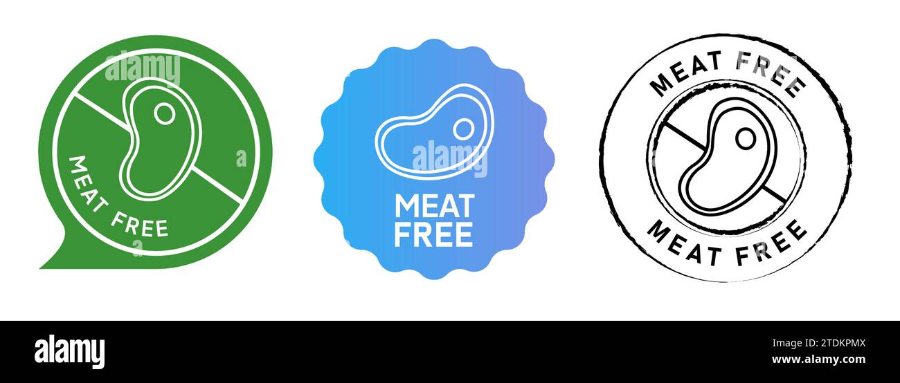 Meat free no meat label stamp set emblem collection Stock Vector Image ...