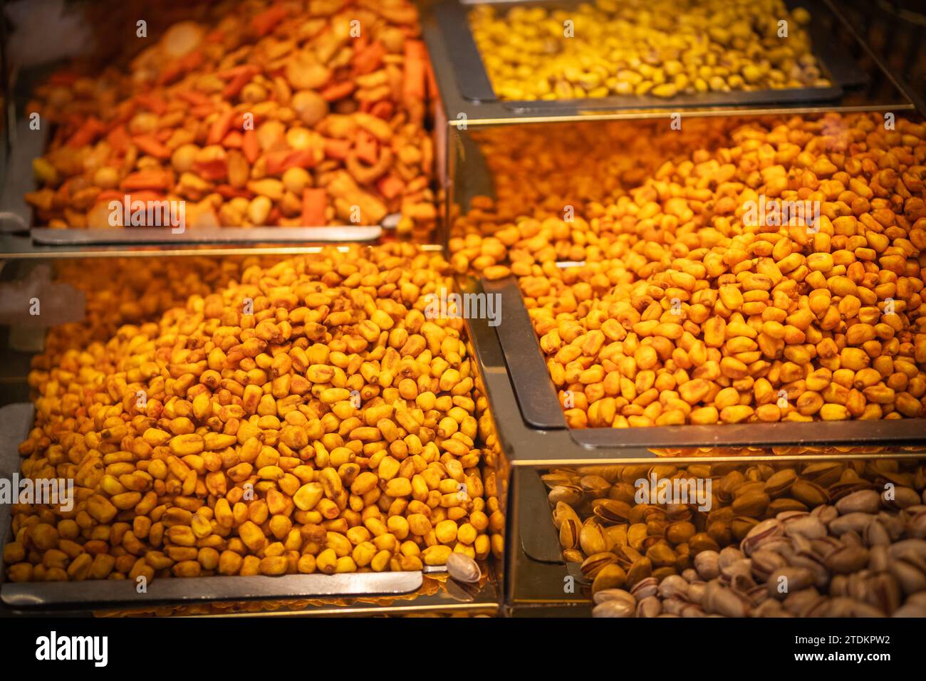 Nuts and beans at the street Bazaar in a Middle East. Dried food ...