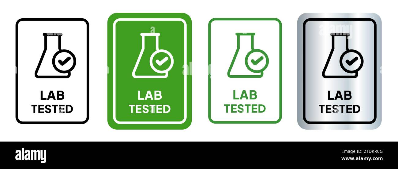 Lab tested check mark flask laboratory square rounded emblem symbol ...
