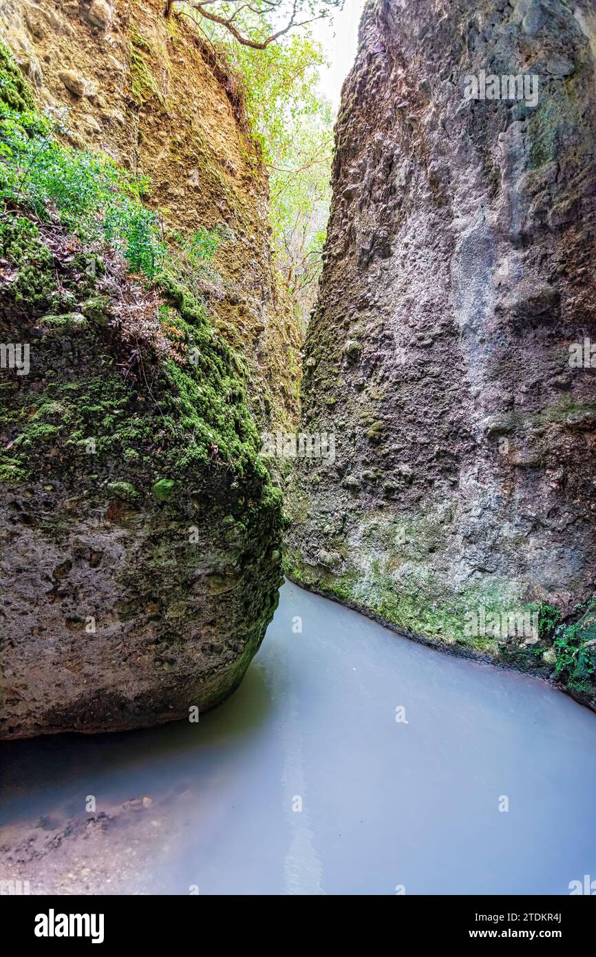 Peristeria Gorge with water, Peloponnese, Greece. Also known as the ...