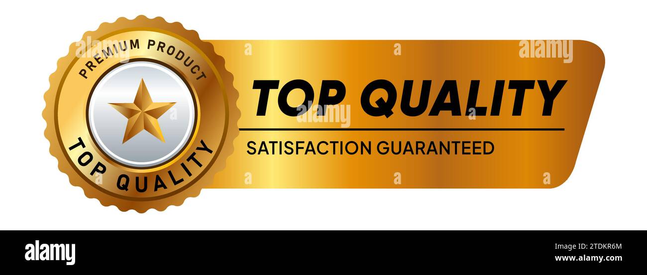 Top quality premium satisfaction guarantee emblem badge seal golden ...