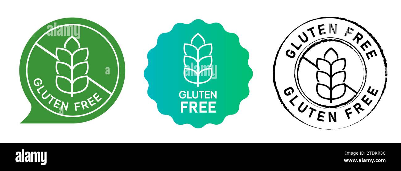 Gluten free stamp label sticker seal collection tag set allergen badge ...