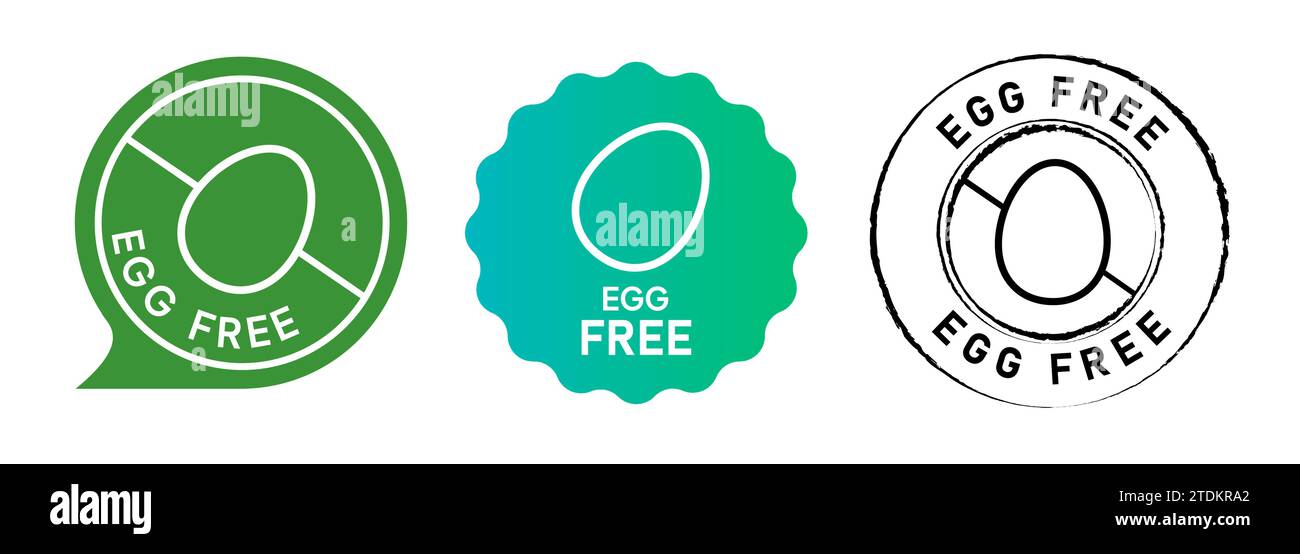 Egg free stamp label sticker seal collection tag set allergen badge ...