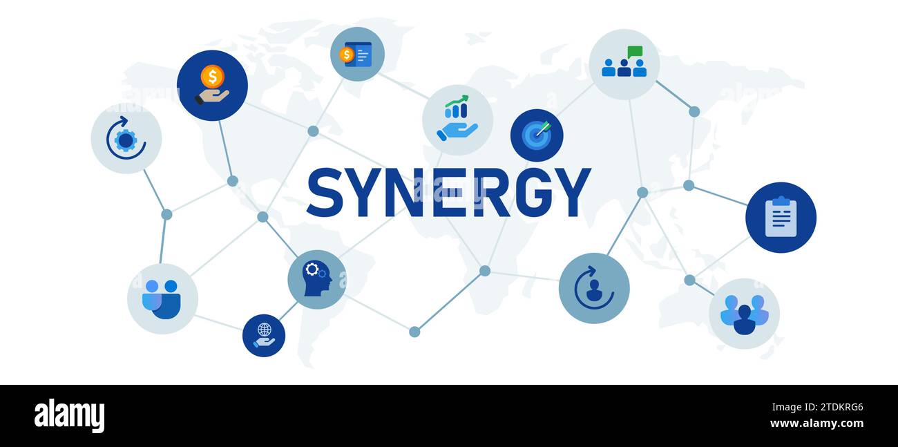 Synergy collaboration concept banner header connected icon set symbol illustration Stock Vector ...