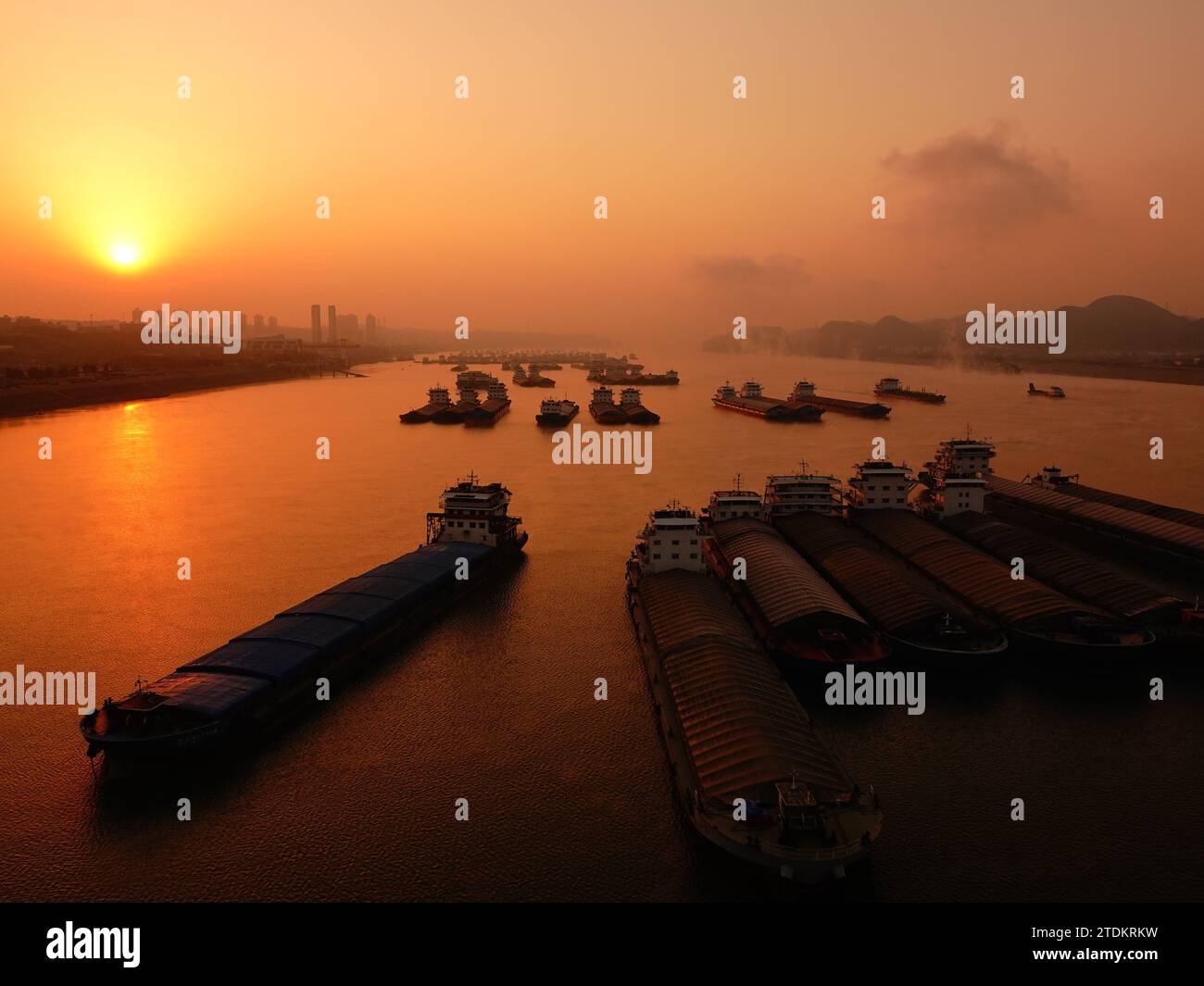 YICHANG, CHINA - DECEMBER 19, 2023 - Cargo ships wait to pass through ...