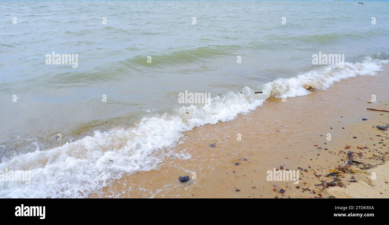 Natural View Of Foam From Tidal Waves On The Coast Of Tanjung Kalian ...