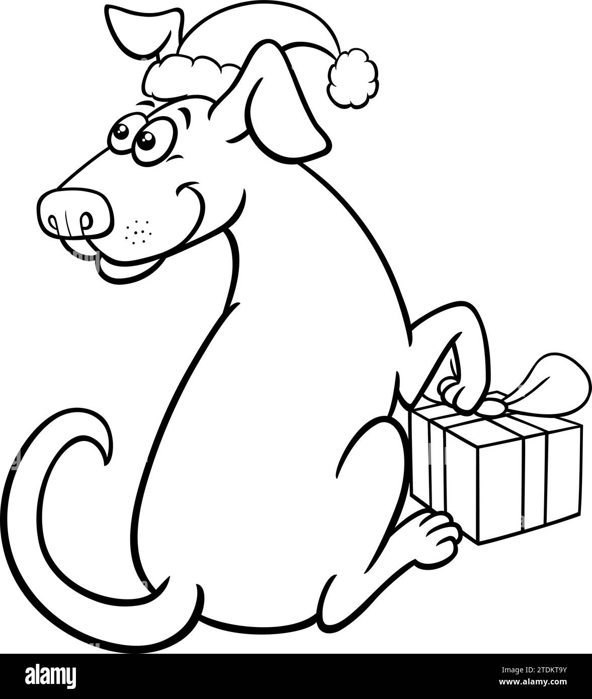 Cartoon illustration of funny dog animal character with Christmas ...