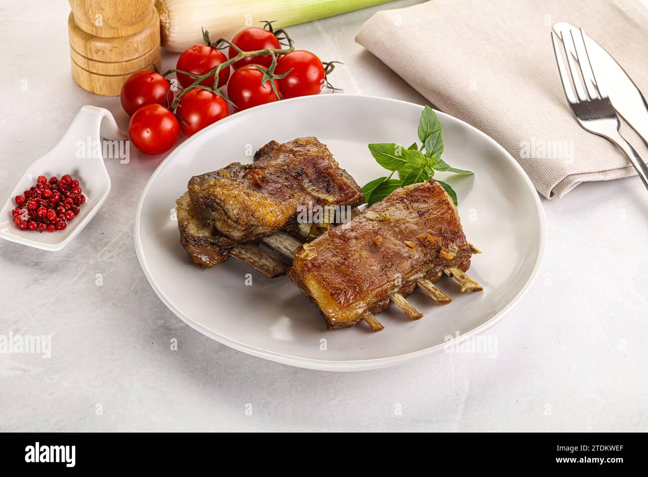 Roasted Lamb ribs with spices and herbs Stock Photo - Alamy