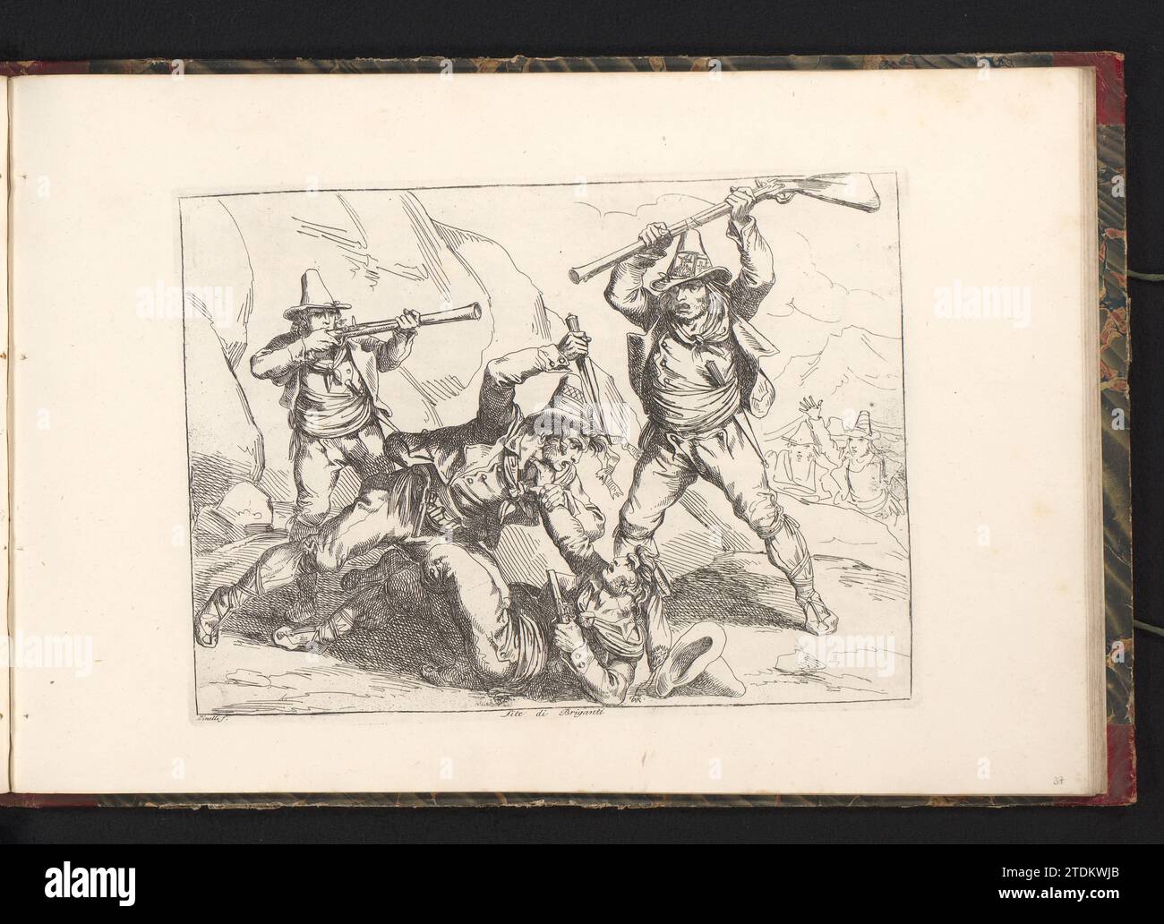 Fight between Bandites, Bartolomeo Pinelli, 1819 - 1823 Four bandits ...