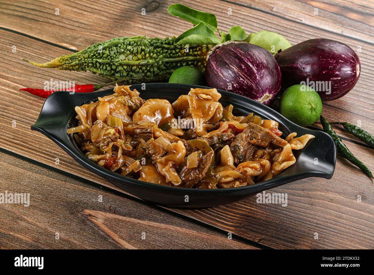Tibetian cuisine - thenthuk noodles with beef and spices Stock Photo ...