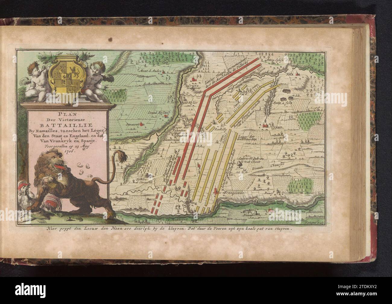Battle of Ramillies, 1706, Zacharias Chatelain (II), 1735 Map with the ...