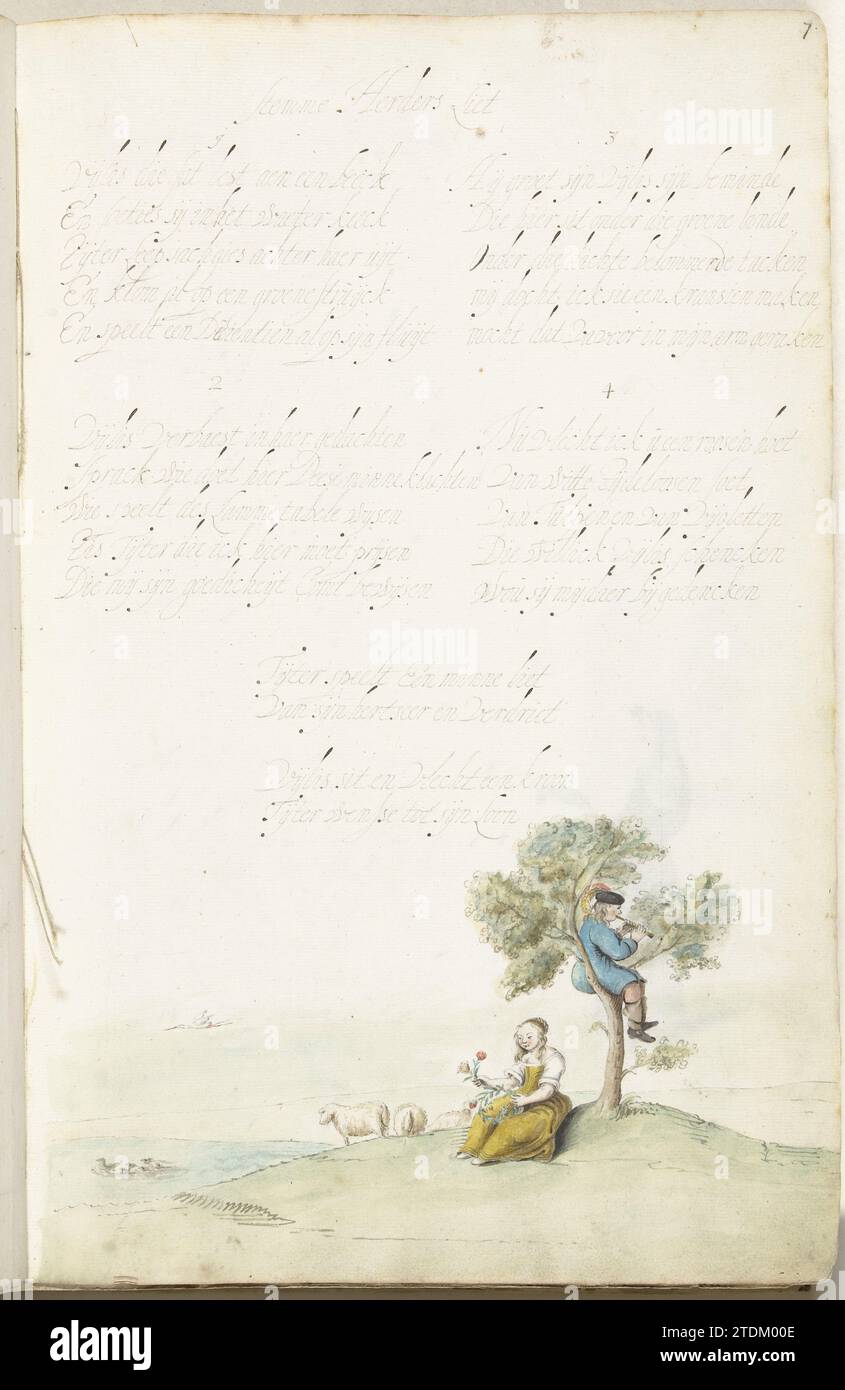 Shepherd pair, c. 1652 Shepherd's shepherd under pastoral poem on the ...