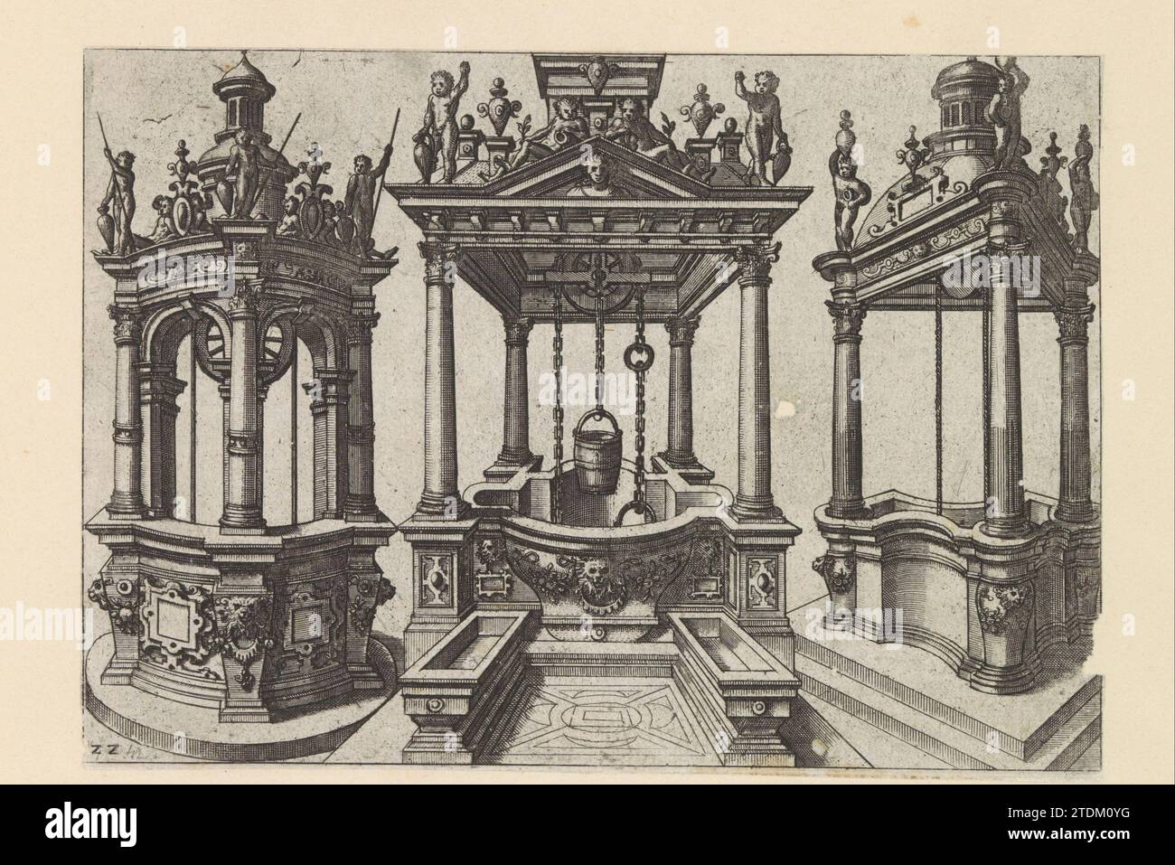 Three wells, one is hemisphere, Johannes or Lucas van Doetechum, after ...