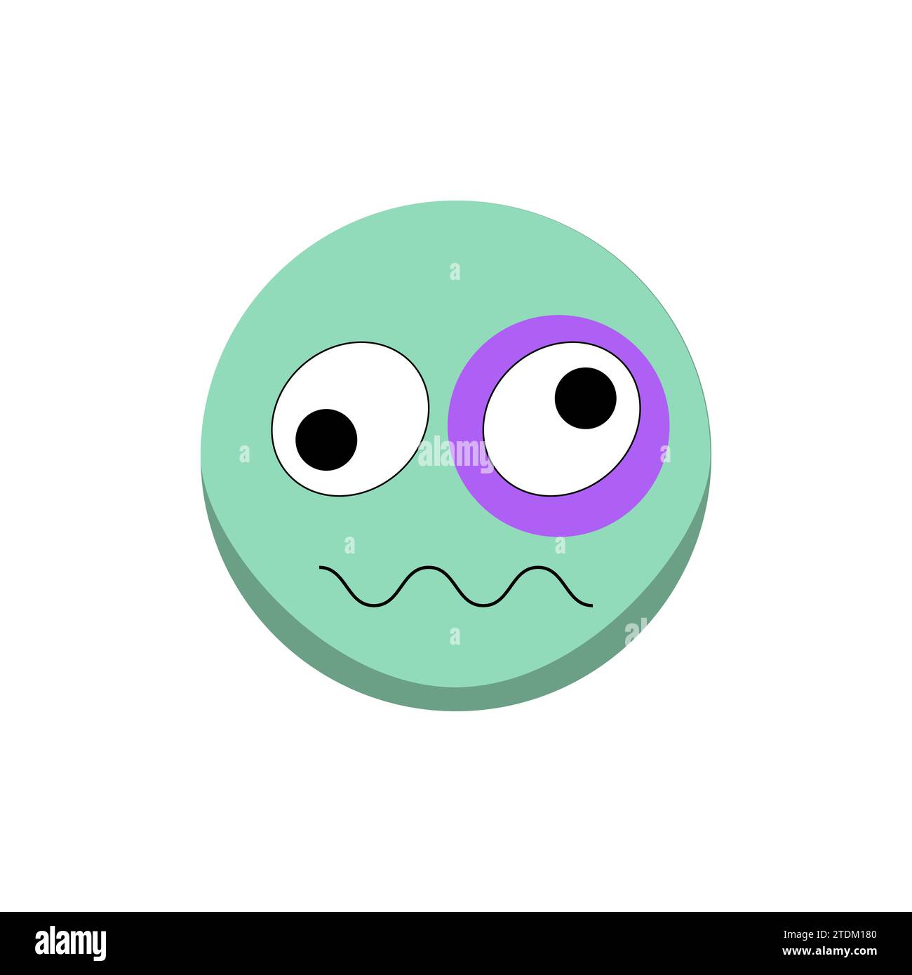 Green smiley with a bruise. Cartoon emoji. Vector illustration Stock ...