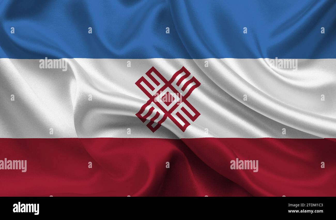 High detailed flag of Mari El. National Mari El flag. 3D illustration ...