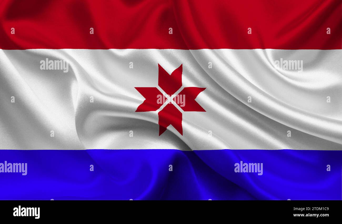 High detailed flag of Mordovia. National Mordovia flag. 3D illustration ...