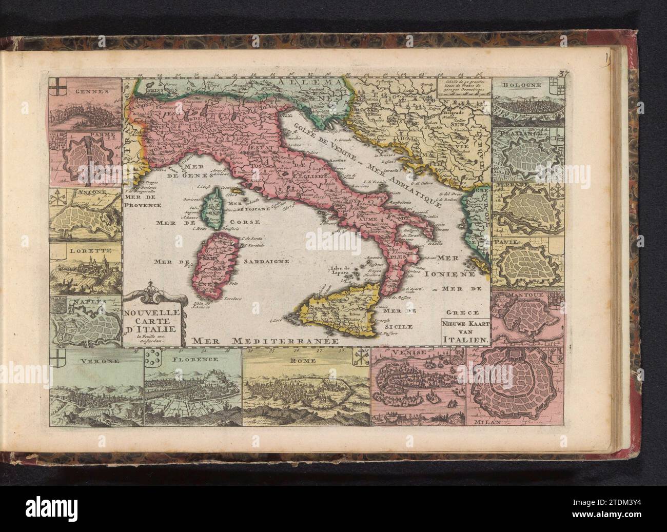 Map of Italy, Anonymous, 1735 Map of Italy. For the card fifteen ...