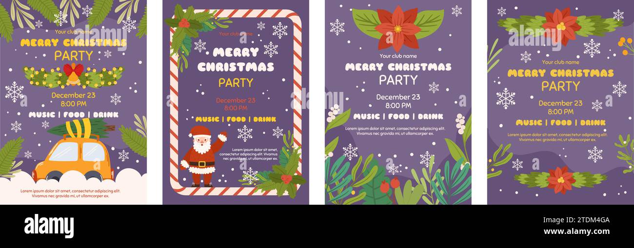 Christmas poster template with copy space, Invitation for Xmas party ...