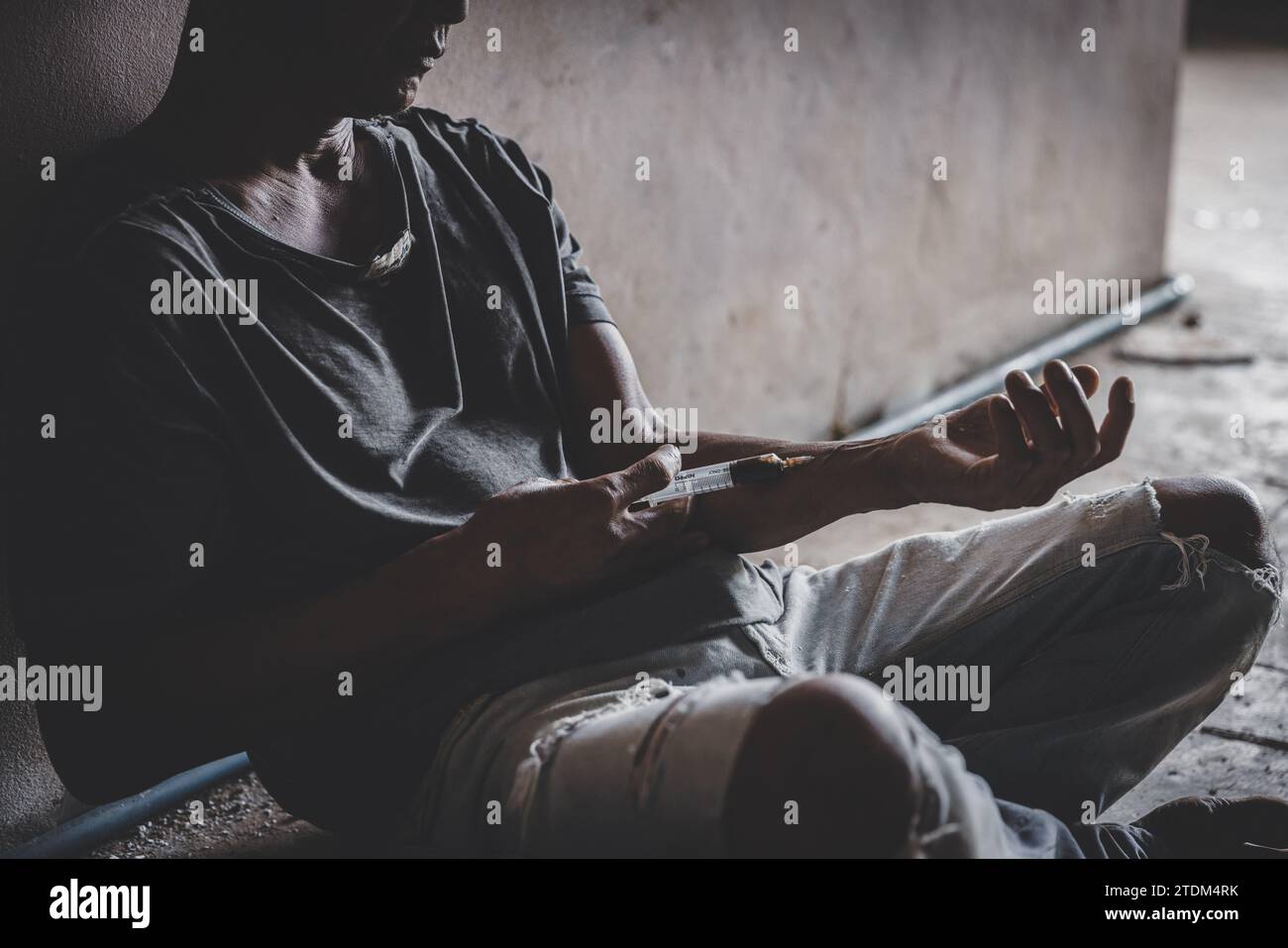 The concept of people addicted to drugs and against the use of illegal ...