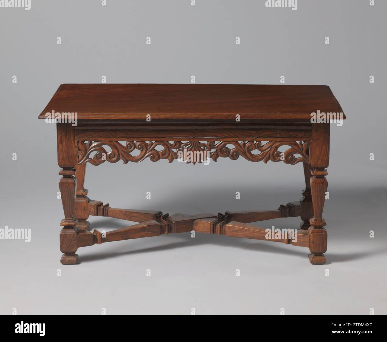 Tric-trac table made of iron wood (?), Inlaid with tropical woods ...