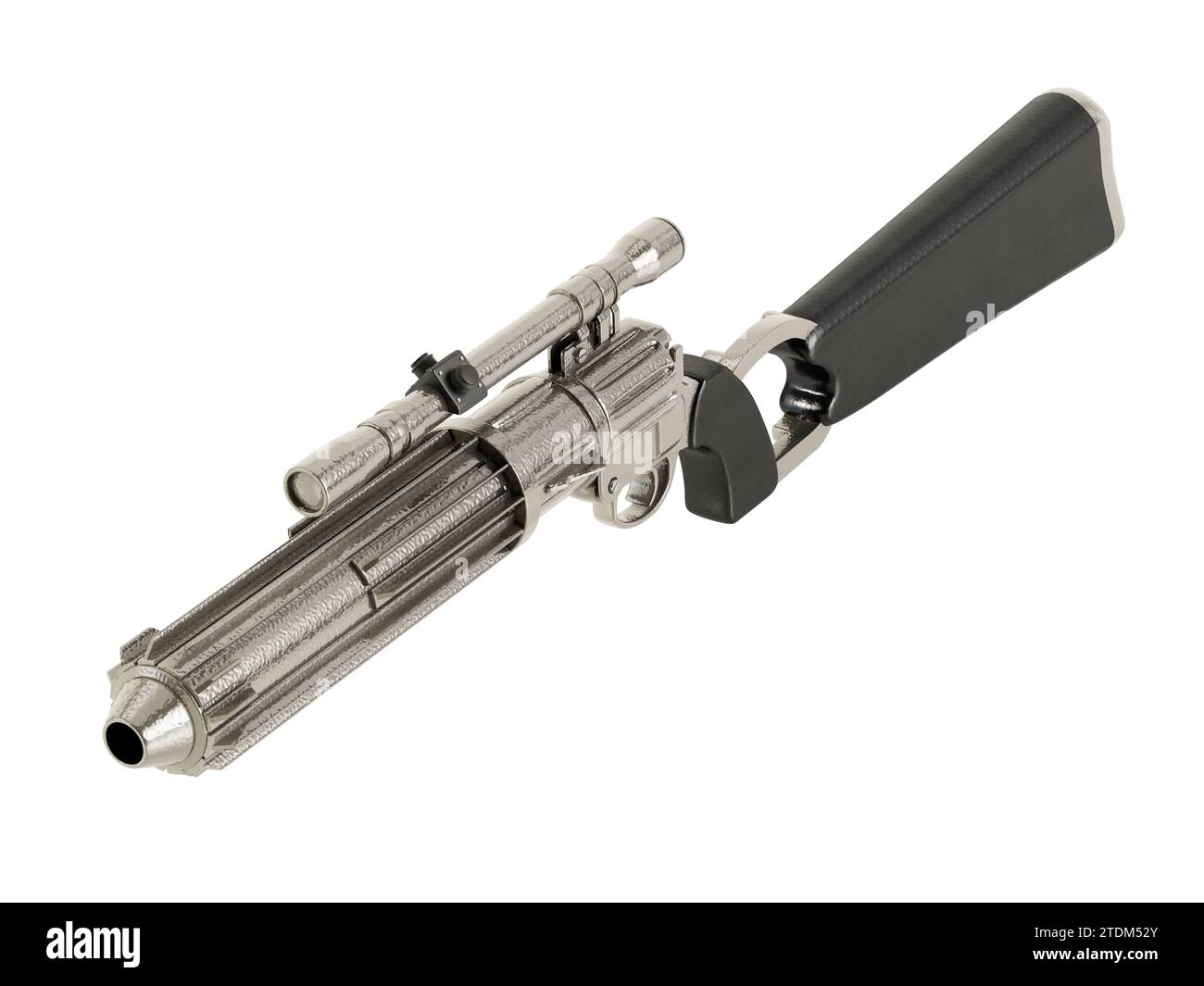 Sci-fi blaster rifle isolated on white background. 3D illustration ...