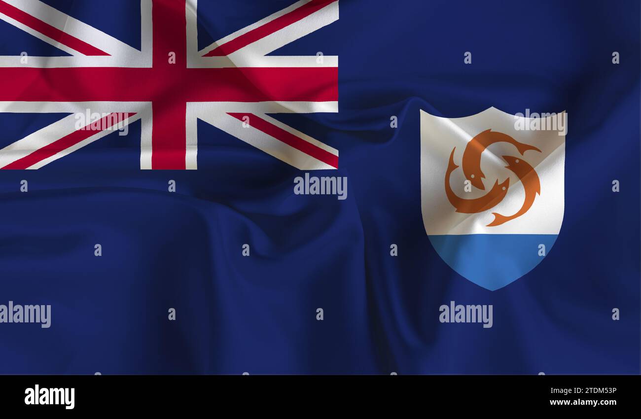 High detailed flag of Anguilla. National Anguilla flag. 3D illustration ...