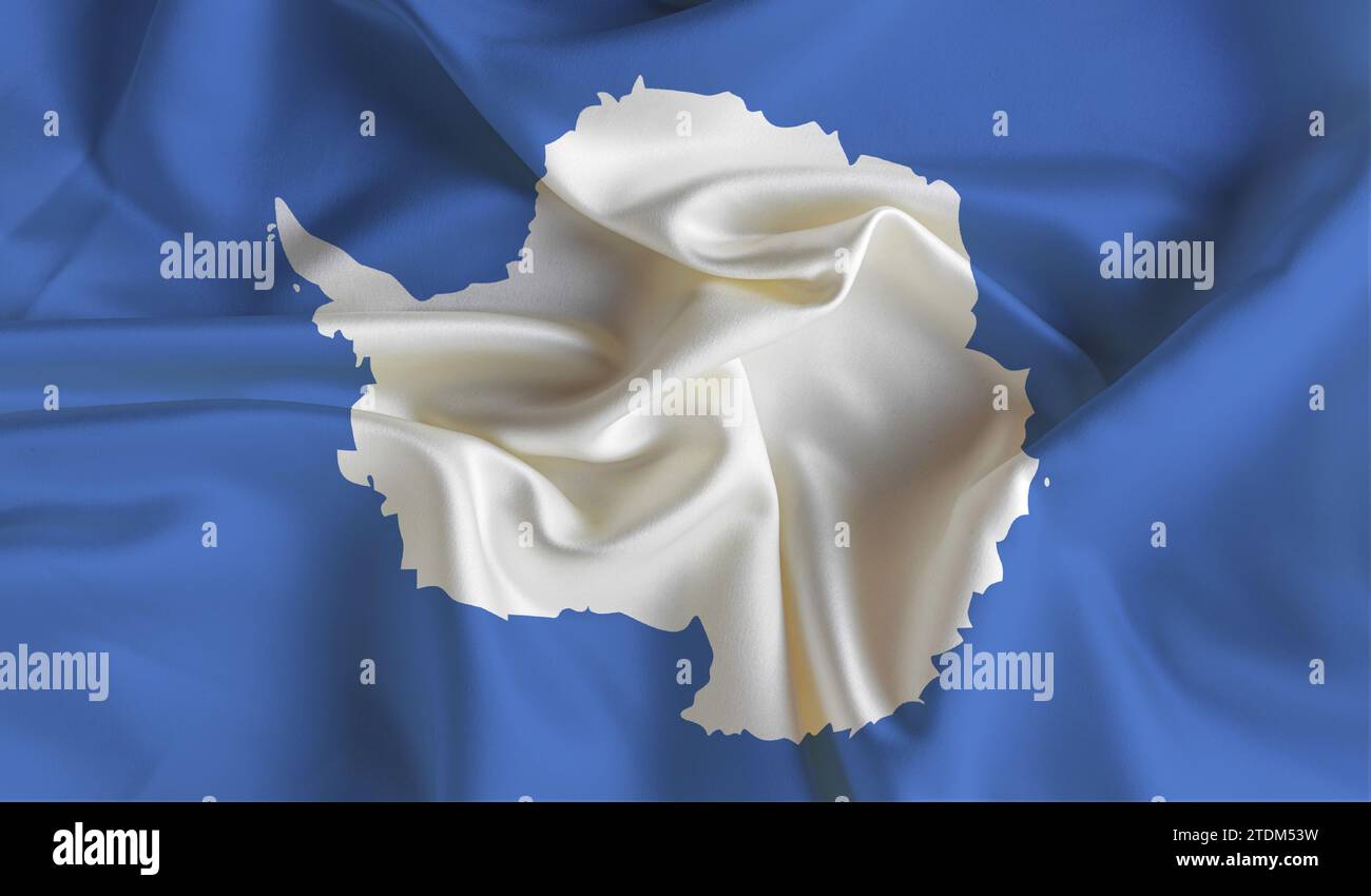 High detailed flag of Antarctica. National Antarctica flag. 3D ...