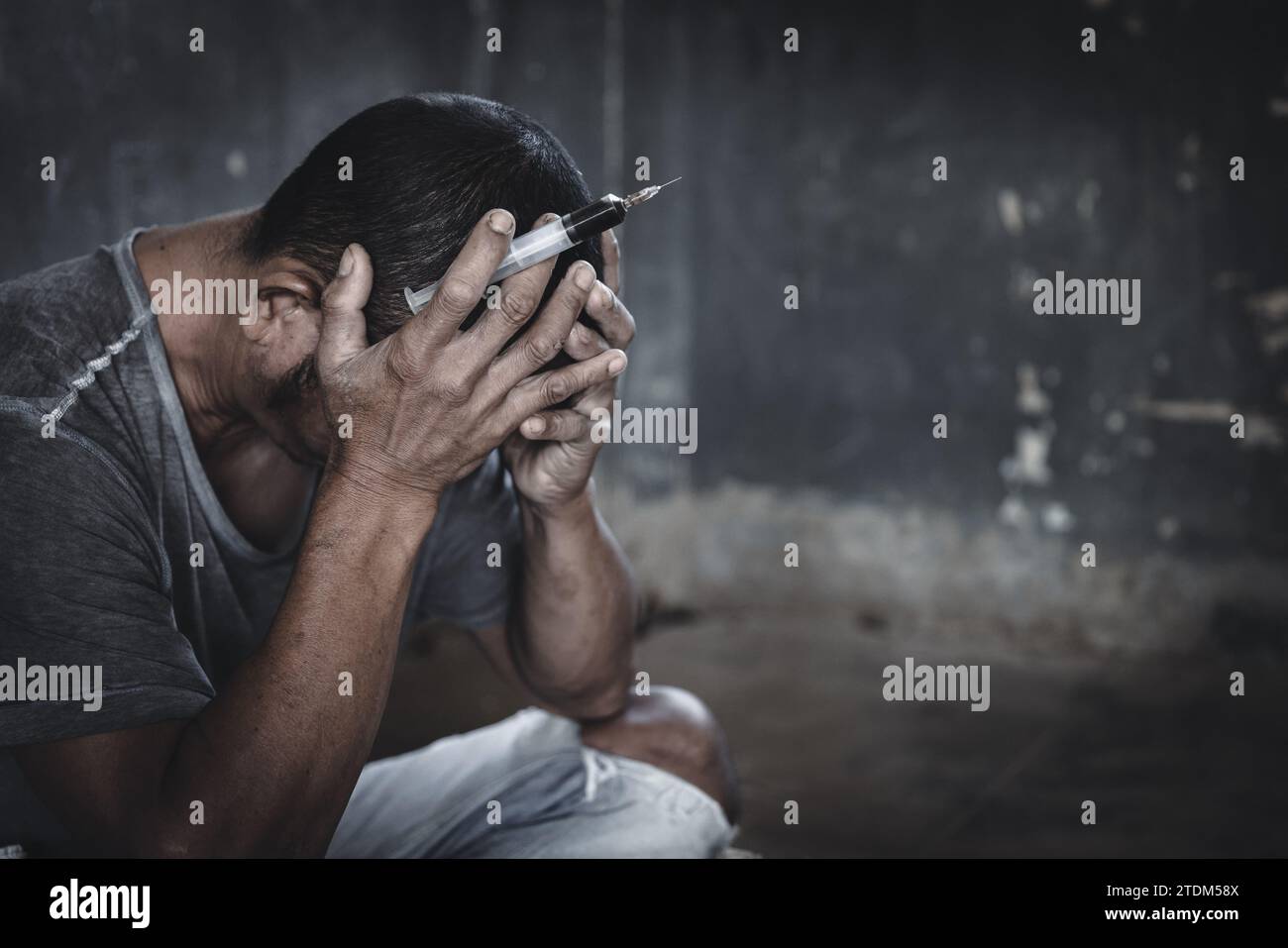 The concept of people addicted to drugs and against the use of illegal ...