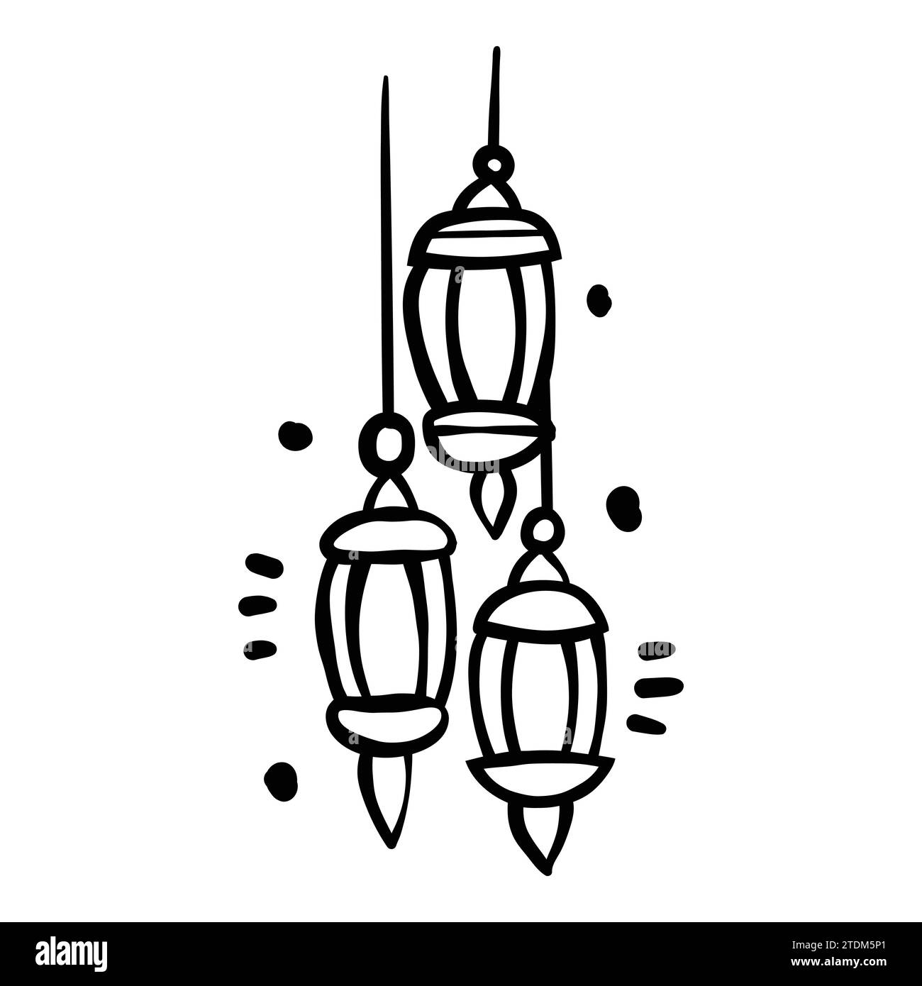 Ramadan Kareem hanging lantern, lamp line icons. Arabian design element ...