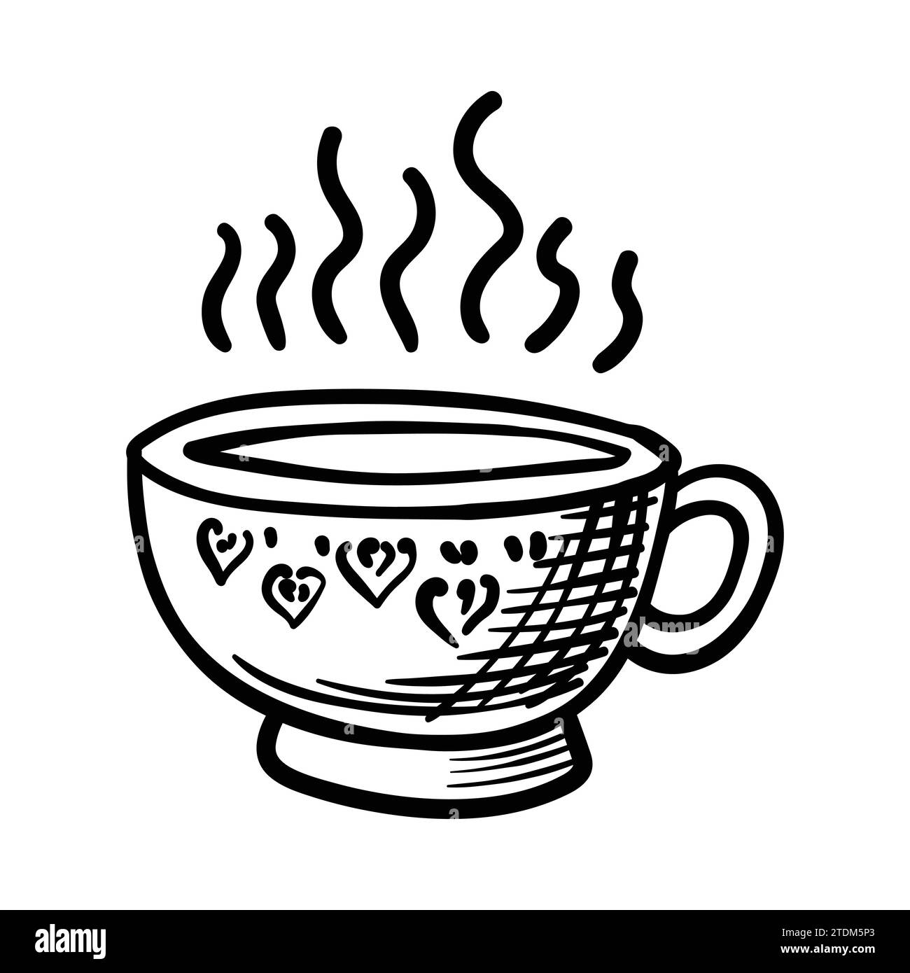 Tea or coffee cup vector doodle hand drawn line, isolated on white ...