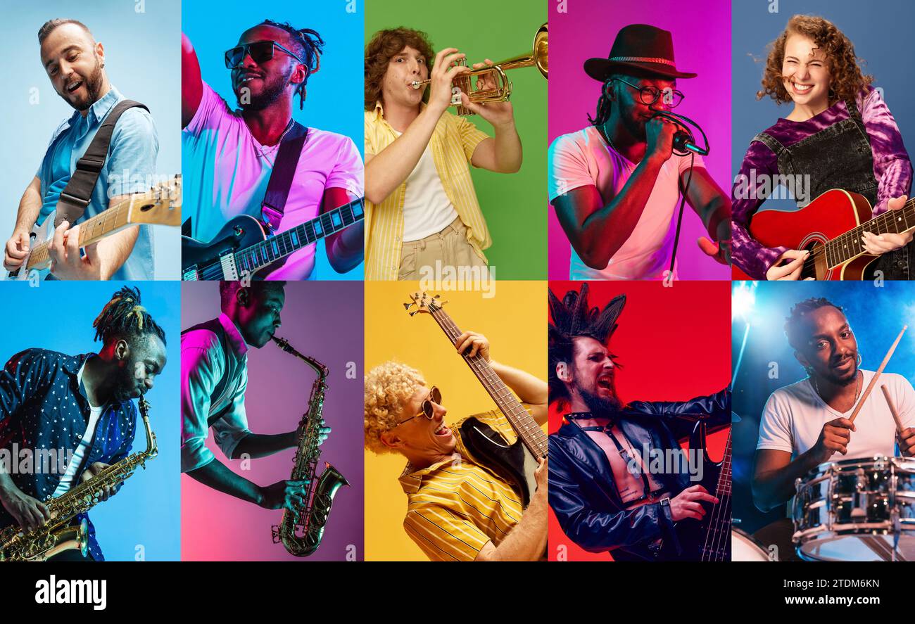 Montage music instruments hi-res stock photography and images - Alamy
