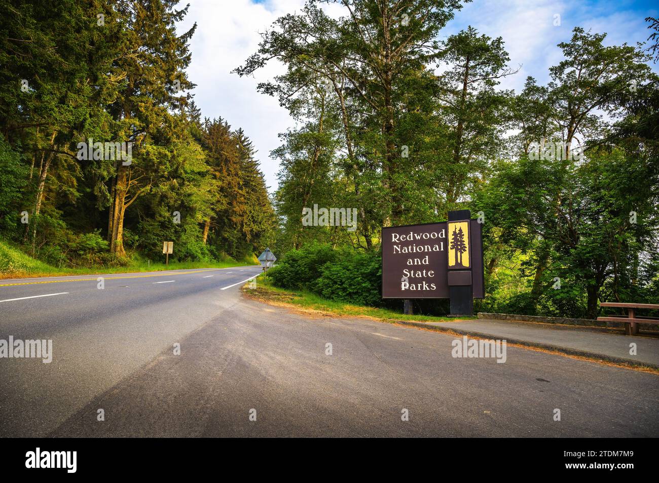 Entrance sign of Redwood National and State Parks in California, USA ...