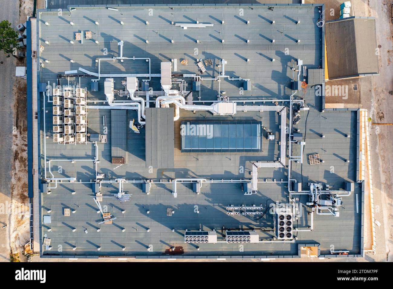 air ventilation flow system on the roof of the building. vent pipe fan ...