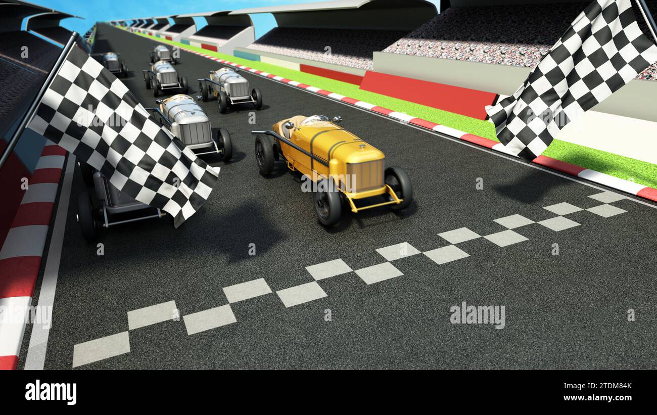 Checkered flag retro hi-res stock photography and images - Alamy