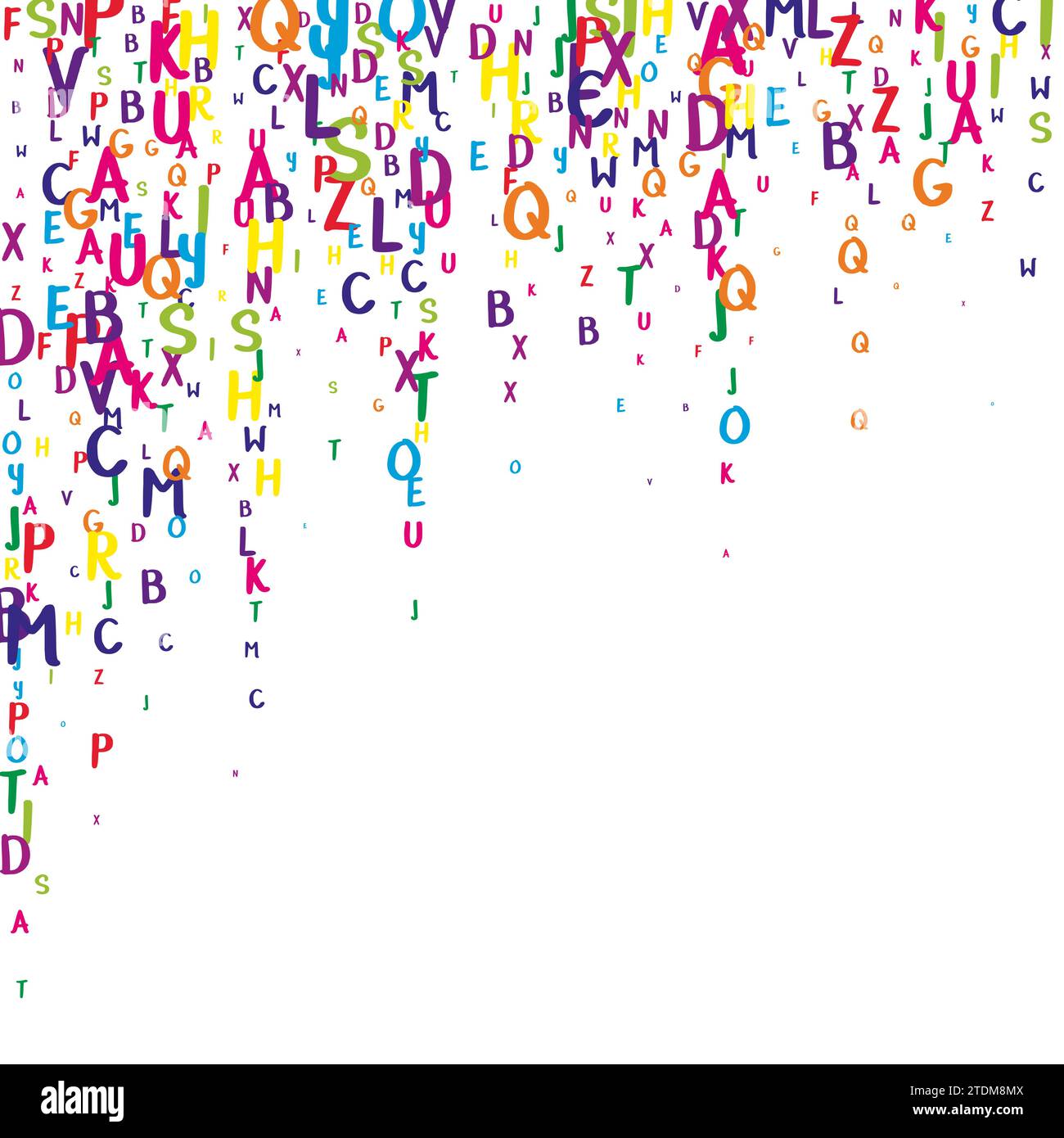 Scattered letters of latin alphabet. Colorful childish floating ...