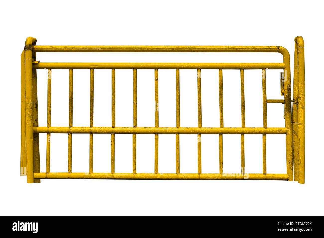 Closeup view of the iron fence rail gate isolated over a white ...