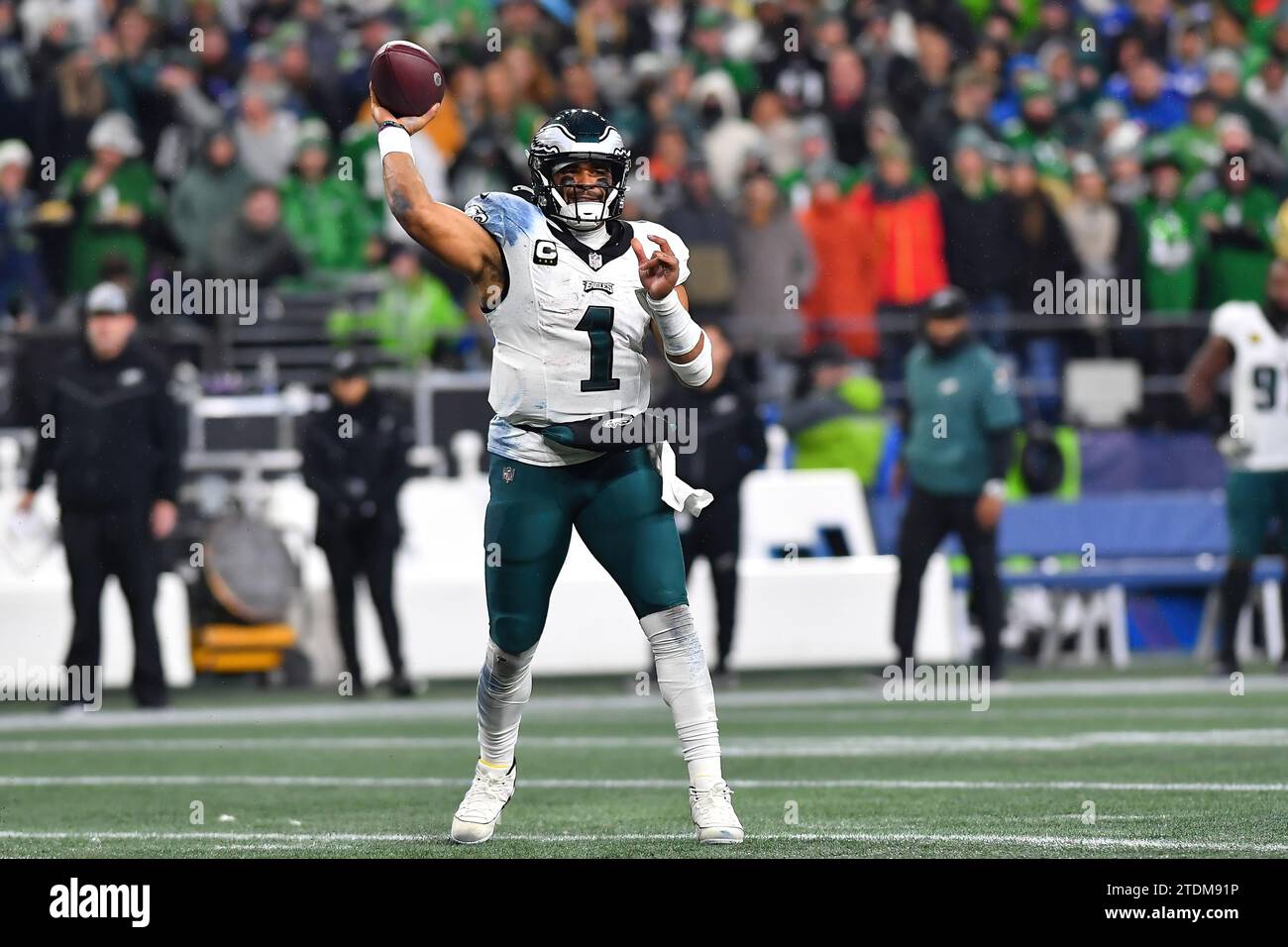 Seattle, WA, USA. 18th Dec, 2023. Philadelphia Eagles quarterback Jalen ...